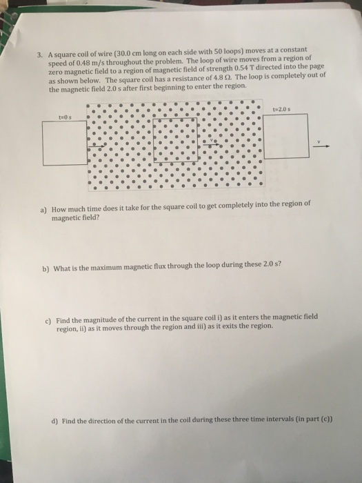 Solved A square coil of wire (30.0 cm long on each side with | Chegg.com