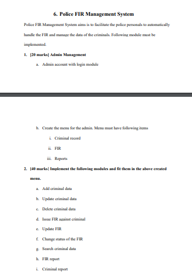 Solved Police FIR Management System aims is to facilitate | Chegg.com