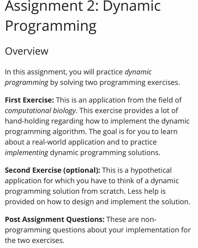 Solved Assignment 2: Dynamic Programming Overview In this | Chegg.com