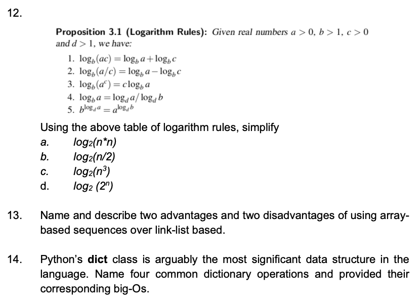 Solved 12. Proposition 3.1 (Logarithm Rules): Given real | Chegg.com