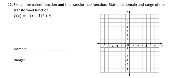 Solved 12. Sketch the parent function and the transformed | Chegg.com