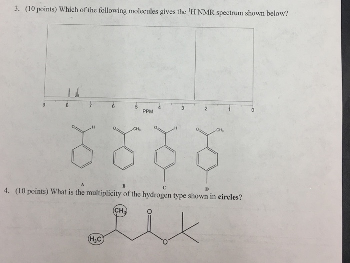 Solved Which of the following molecules gives the^1 H NMR | Chegg.com