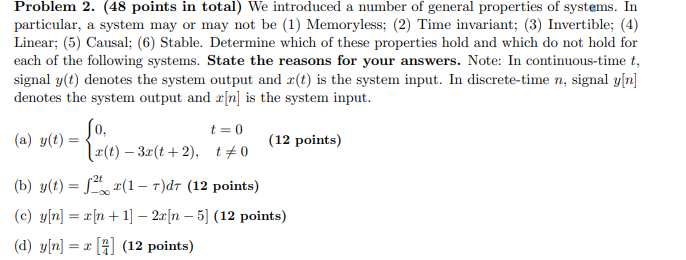 Solved Problem 2. (48 points in total) We introduced a | Chegg.com
