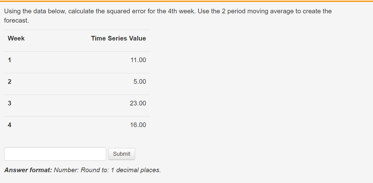 Using the data below, calculate the squared error for | Chegg.com