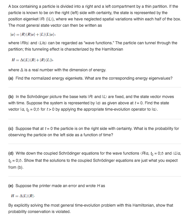 Solved A box containing a particle is divided into a right | Chegg.com