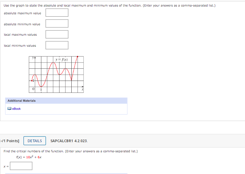 Solved Use the graph to state the absolute and local maximum | Chegg.com