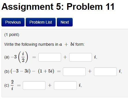 Solved Assignment 5: Problem 11 Previous Problem List Next | Chegg.com