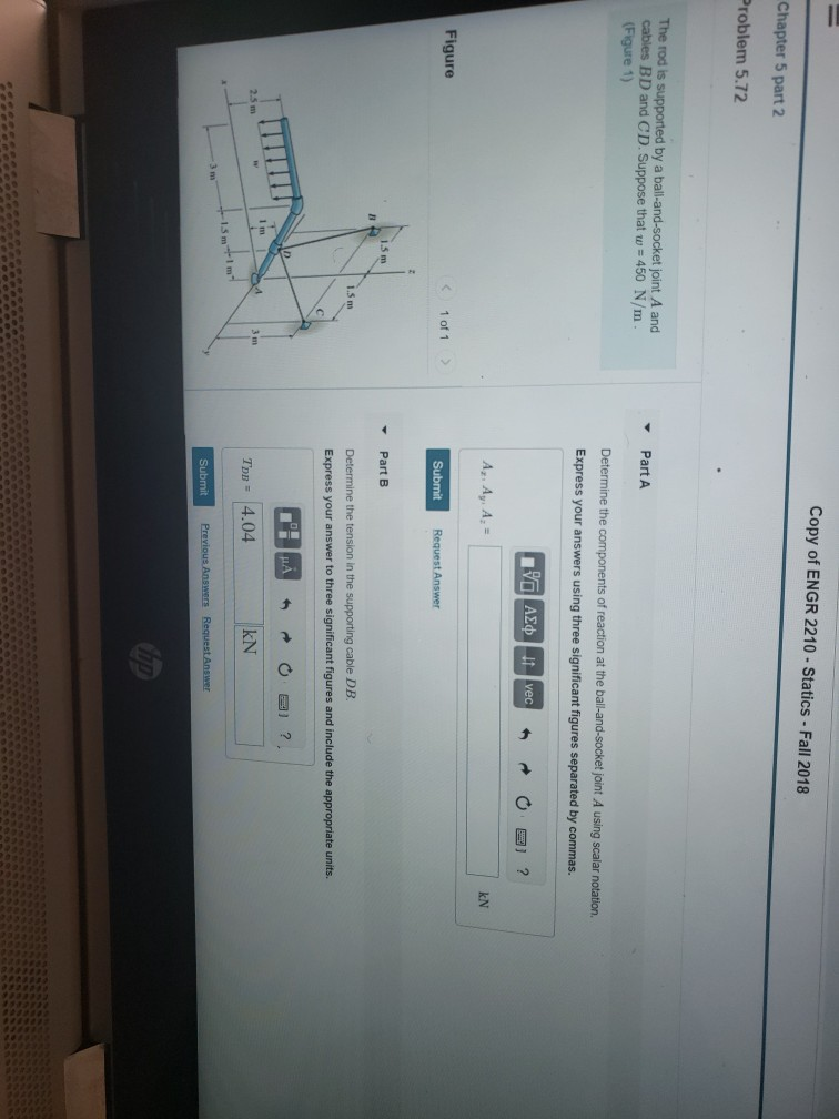 Solved Copy of ENGR 2210 - Statics - Fall 2018 Chapter 5 | Chegg.com