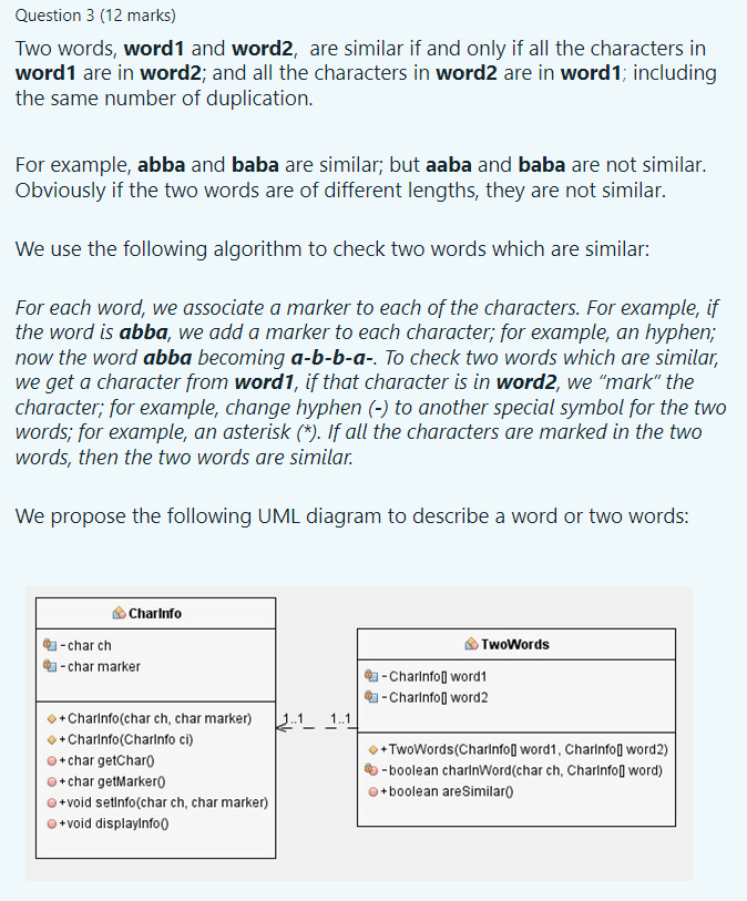 Solved Question 3 (12 marks) Two words, word1 and word2, are | Chegg.com