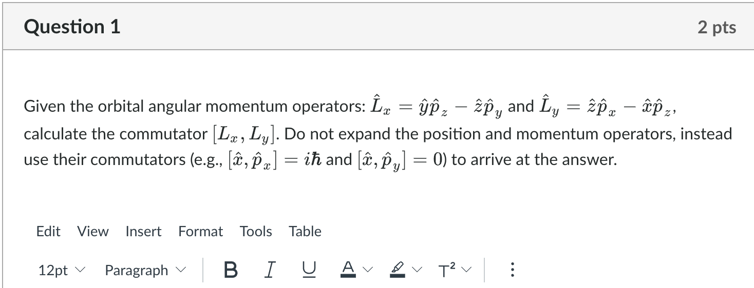 Solved Given The Orbital Angular Momentum Operators