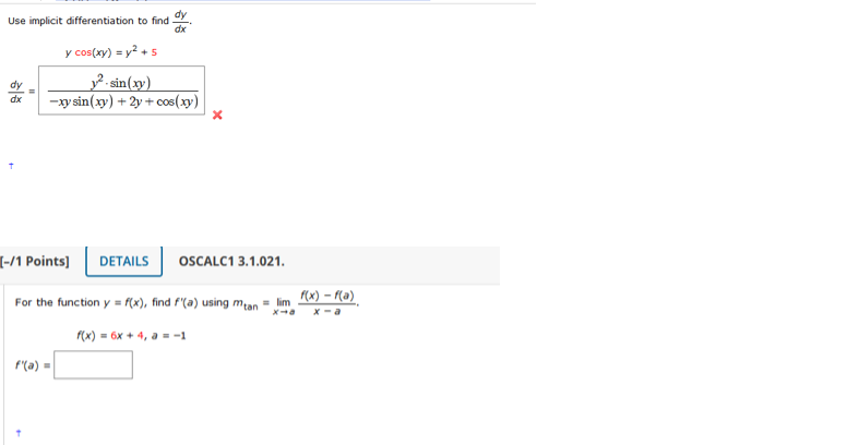 Solved dy dx Use implicit differentiation to find y cos(xy) | Chegg.com