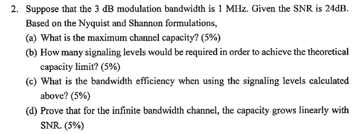 Solved 2. Suppose that the 3 dB modulation bandwidth is | Chegg.com