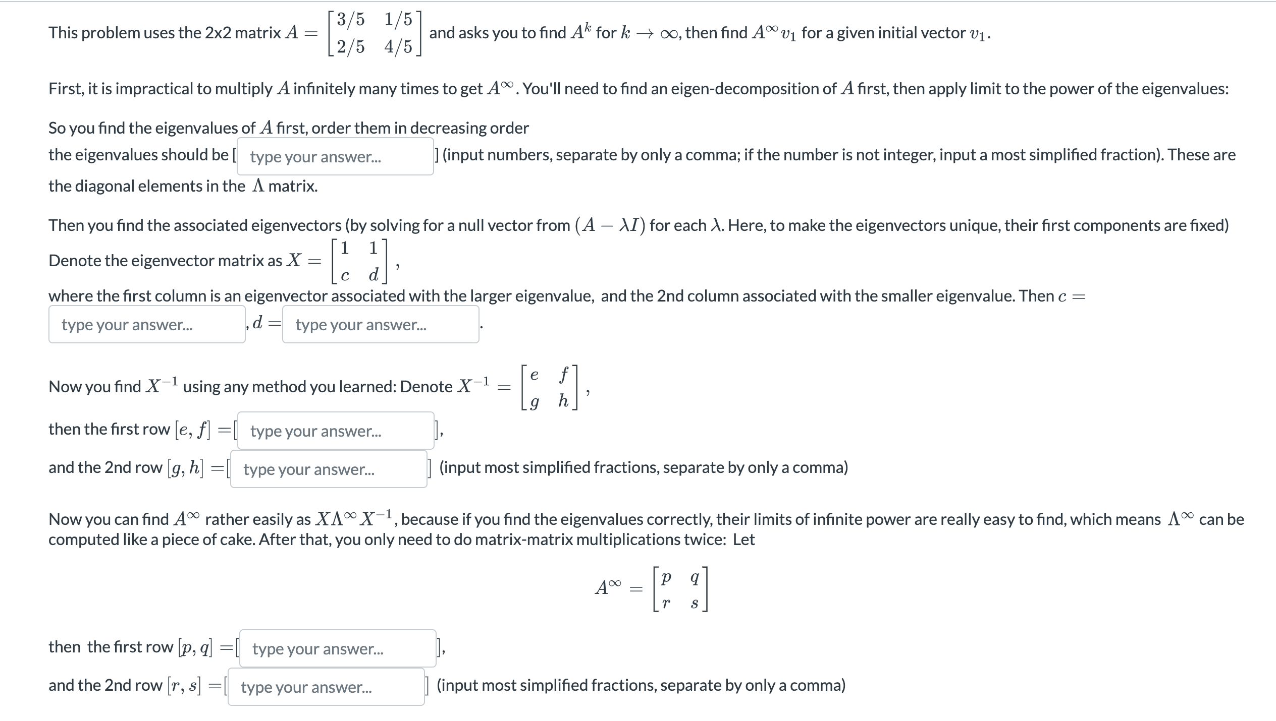 One important application of eigenvalues is in | Chegg.com