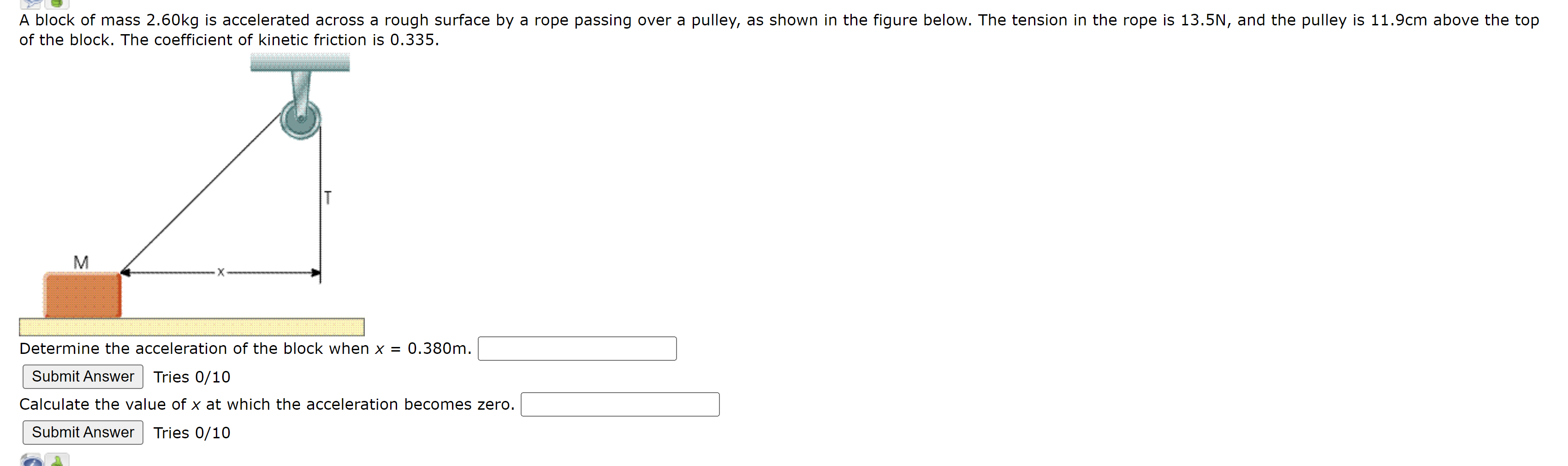 Solved of the block. The coefficient of kinetic friction is | Chegg.com