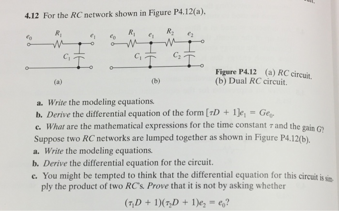 Solved 4.12 For the RC network shown in Figure P4.12(a), Ri | Chegg.com