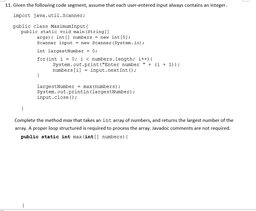 Solved 11 Given The Following Code Segment Assume That