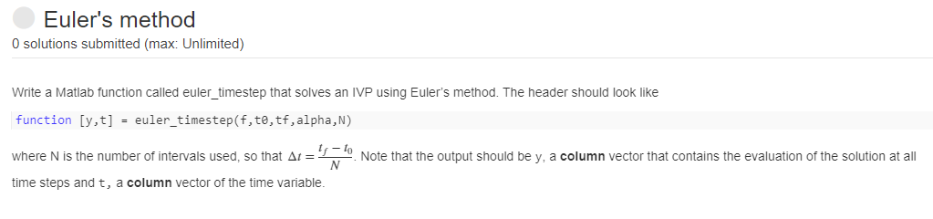 Solved Euler's method O solutions submitted (max: Unlimited) | Chegg.com