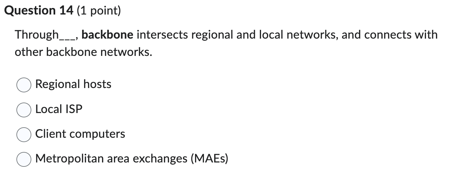 Solved Through backbone intersects regional and local | Chegg.com