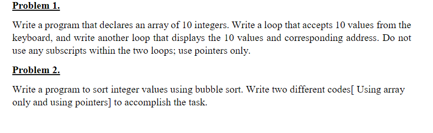 Solved Problem 1. Write a program that declares an array of | Chegg.com