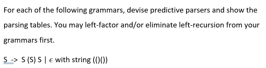 For each of the following grammars, devise predictive | Chegg.com