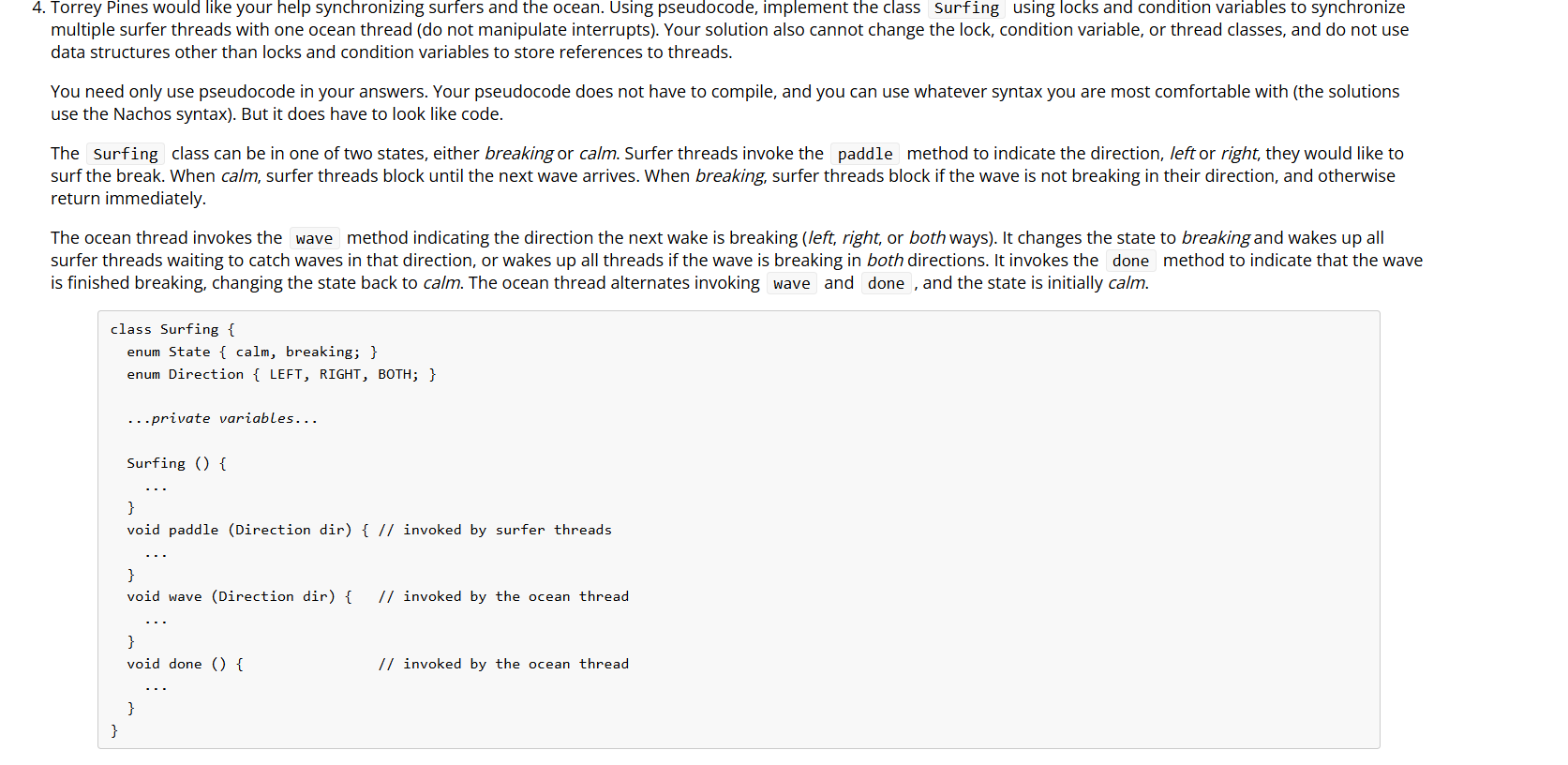 Solved 4. ﻿Torrey Pines would like your help synchronizing | Chegg.com