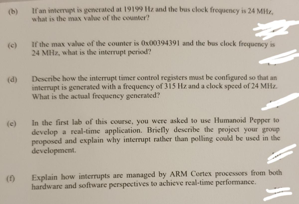 Solved (b) If an interrupt is generated at 19199 Hz and the | Chegg.com