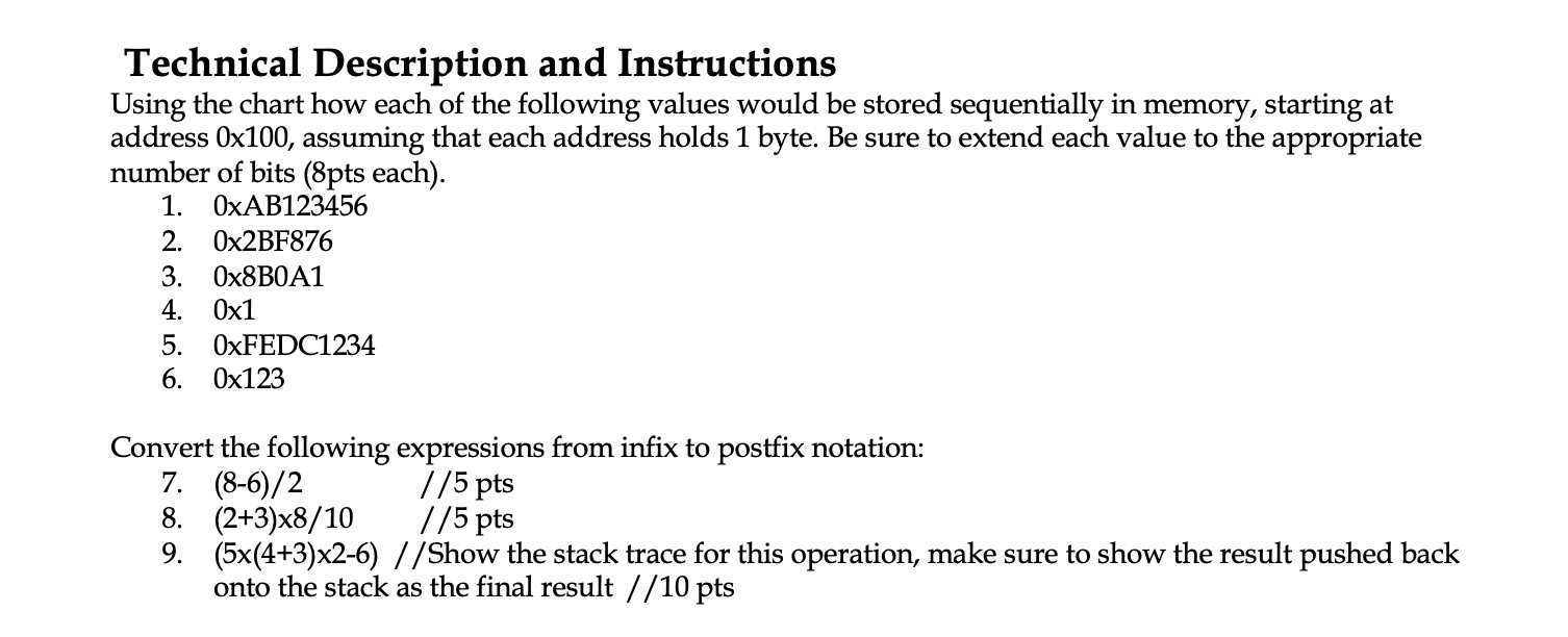 Technical Description and Instructions Using the | Chegg.com