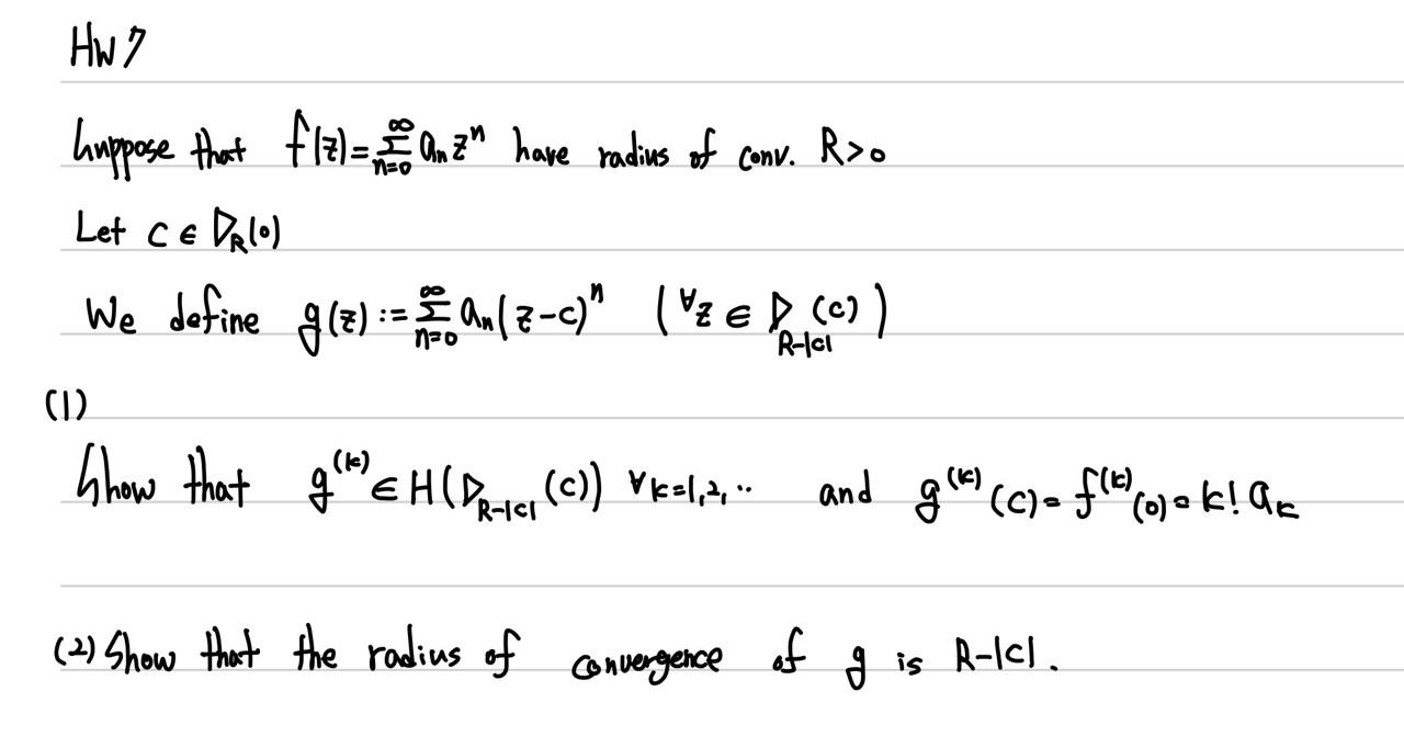 Solved huppose that f(z)=∑n=0∞anzn have radius of conv. R>0 | Chegg.com