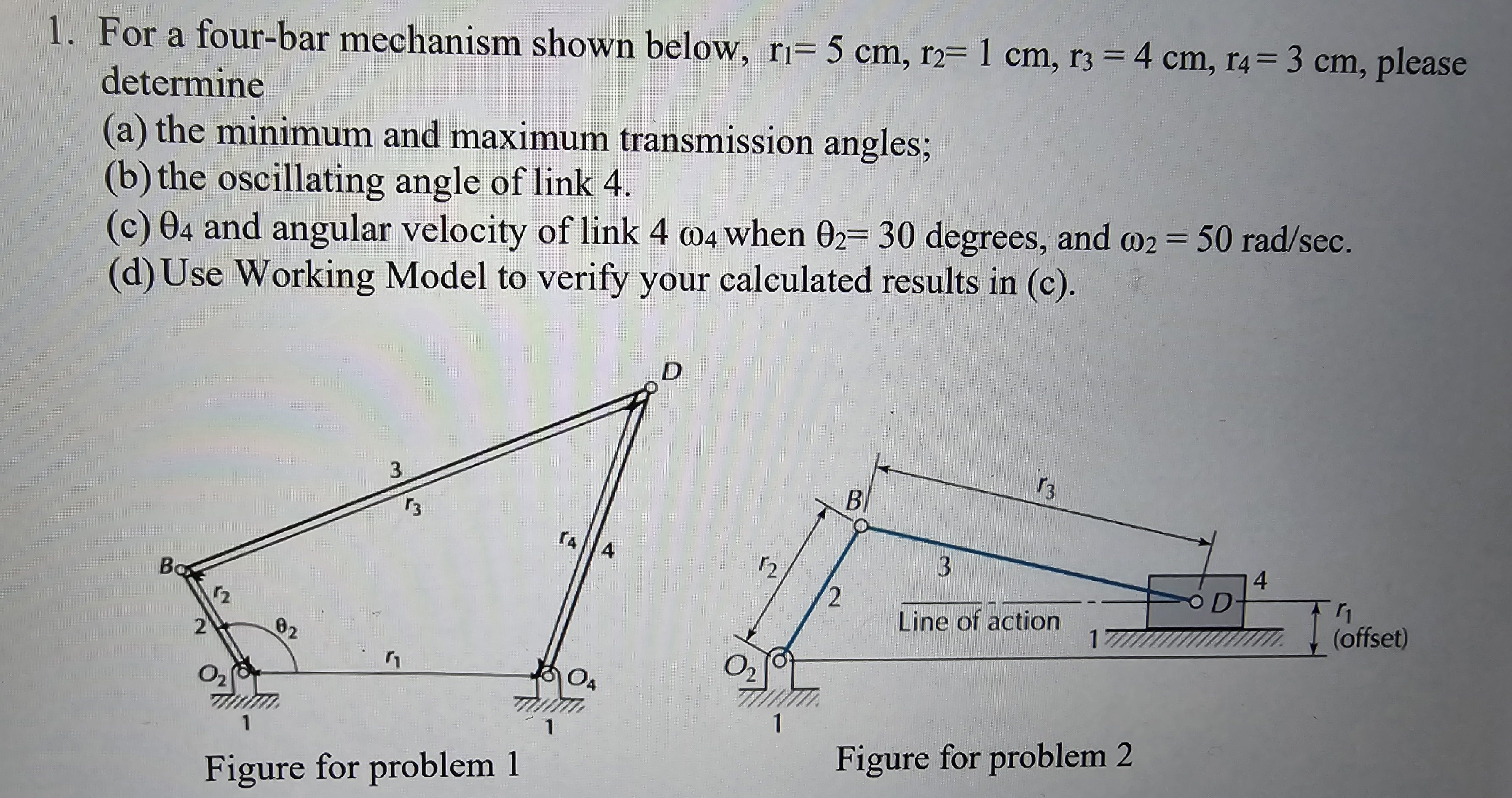 Solved For a four-bar mechanism shown below, | Chegg.com