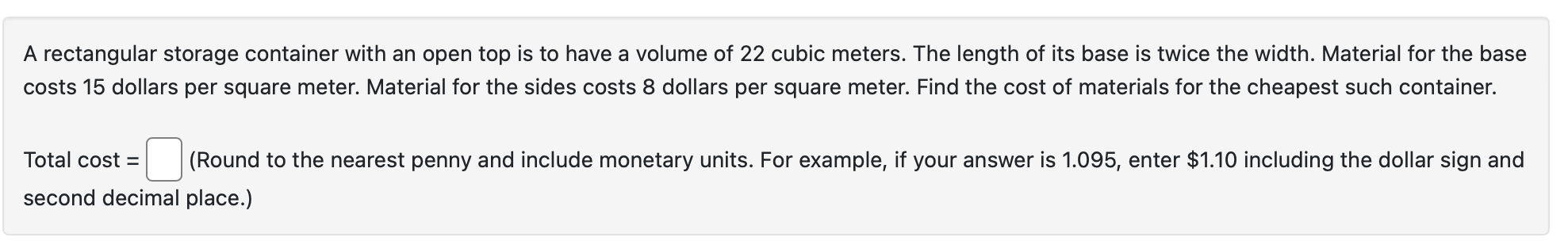 Solved A rectangular storage container with an open top is | Chegg.com
