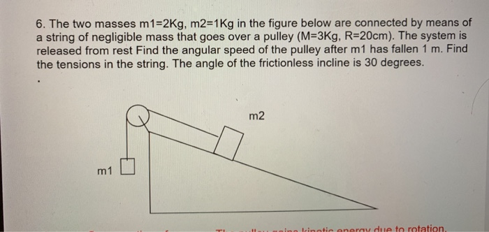 Solved 6. The two masses m1-2Kg, m2-1Kg in the figure below | Chegg.com