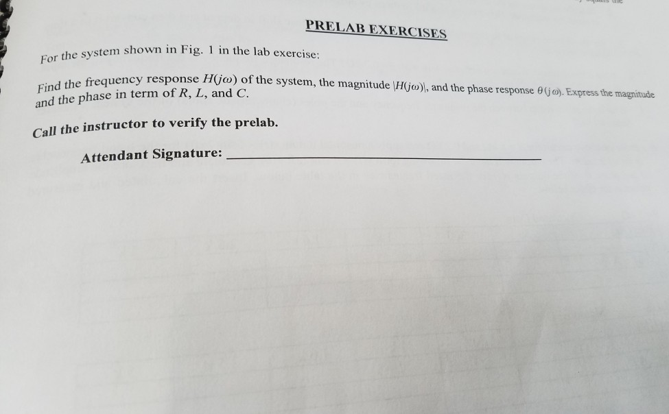 Solved PRELAB EXERCISES shown in Fig. 1 in the lab exercise: | Chegg.com