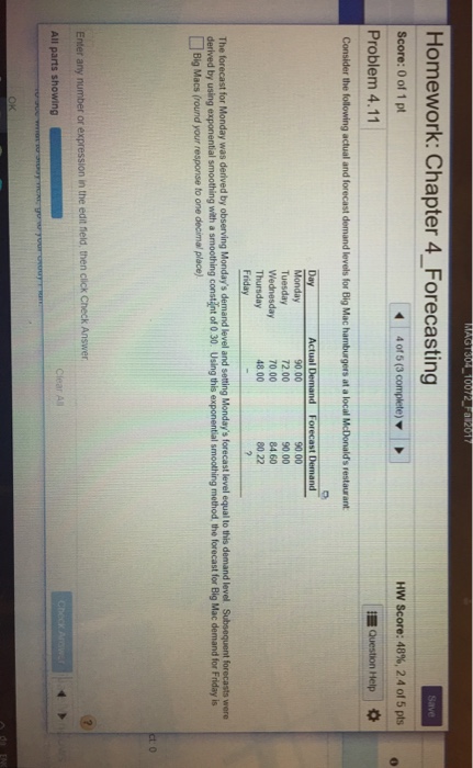 Solved Homework Chapter 4 Score 0 Of 1 Pt Problem 4 11