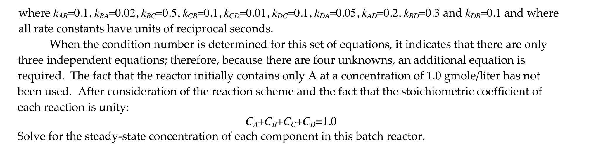 Solved 4.9.6 Consider the following reaction network: A 1 DA | Chegg.com
