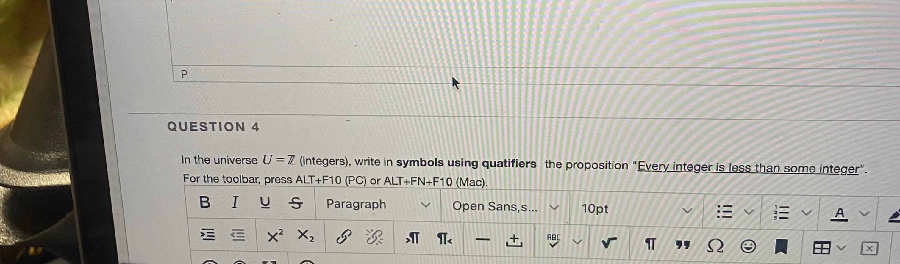 Solved In the universe U=Z (integers), write in symbols | Chegg.com