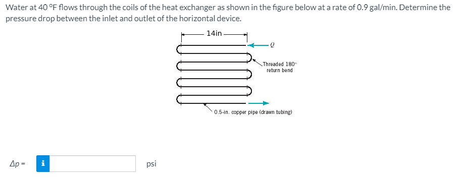 Solved Water at 40 °F flows through the coils of the heat | Chegg.com
