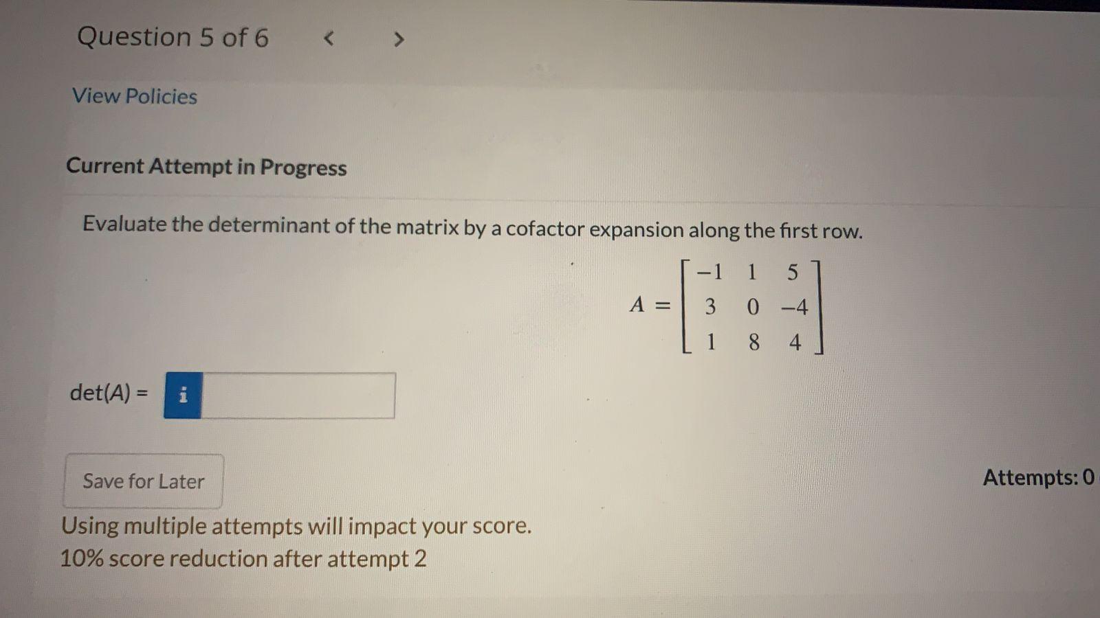 Solved Evaluate the determinant of the matrix by a cofactor | Chegg.com