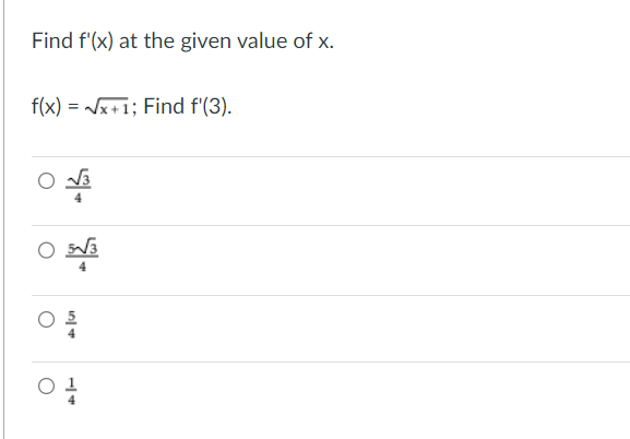 Solved Find \\( f^{\\prime}(x) \\) at the given value of \\( | Chegg.com