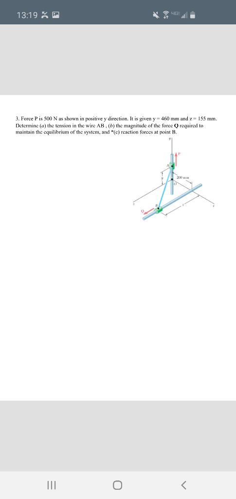 Solved force p is 500 n as shown in a positive y direction | Chegg.com