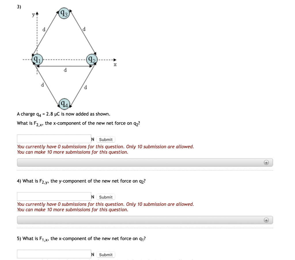 Solved Three Charges Q1 6 9 μc Q2 4 2 μc And Q3