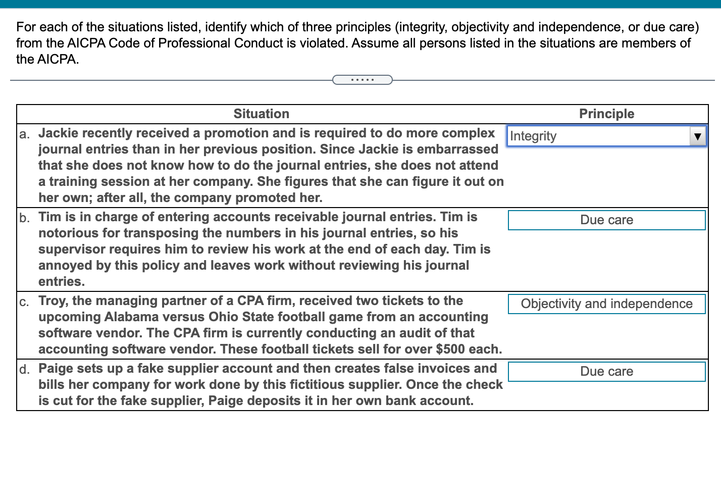Solved For each of the situations listed, identify which of | Chegg.com
