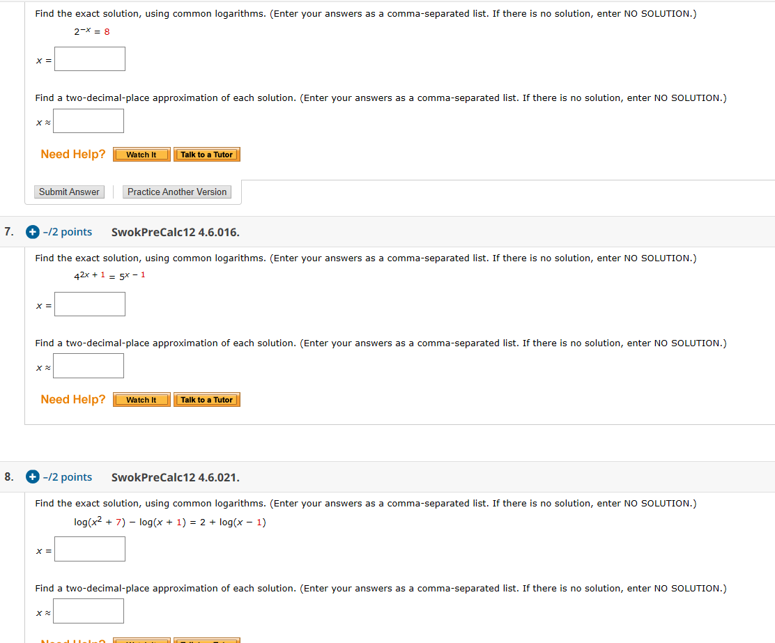 Solved Find the exact solution, using common logarithms. | Chegg.com