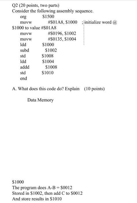 Solved Q2 (20 points, two parts) Consider the following | Chegg.com