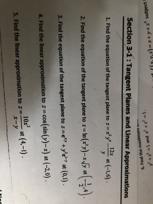Solved Section 3-1 : Tangent Planes and Linear | Chegg.com