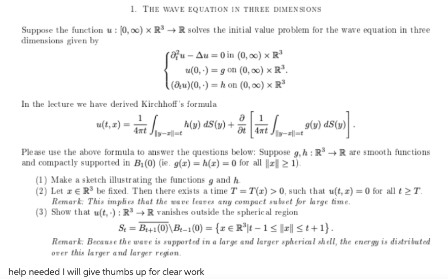 lin 1. THE WAVE EQUATION IN THREE DIMENSIONS Suppose | Chegg.com
