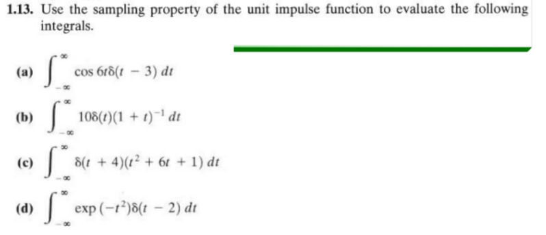 Solved 1.13. ﻿Use the sampling property of the unit impulse | Chegg.com