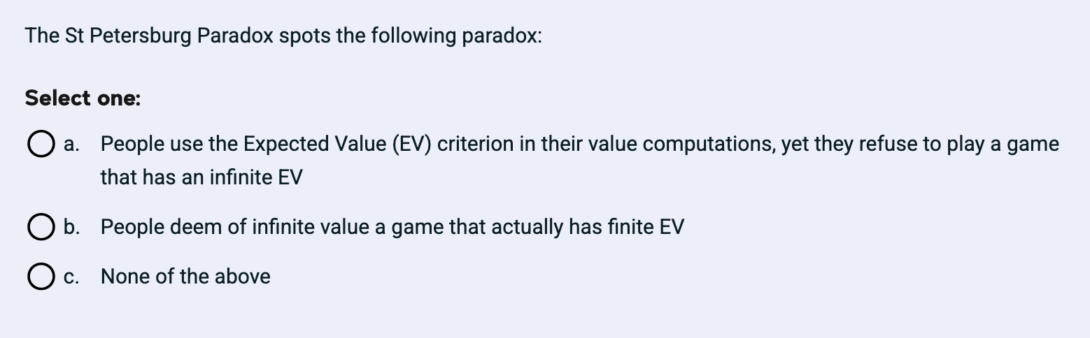Solved The St Petersburg Paradox spots the following | Chegg.com