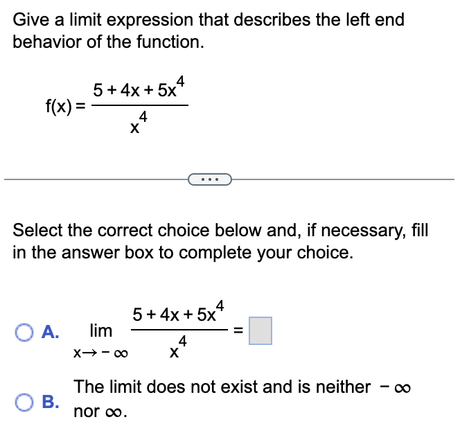 Solved Give a limit expression that describes the left end | Chegg.com
