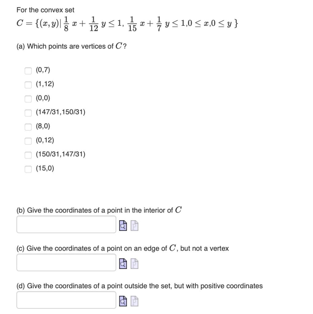 Solved For the convex set | Chegg.com