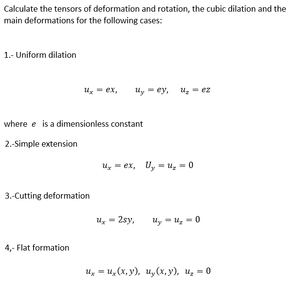 Solved Calculate the tensors of deformation and rotation, | Chegg.com